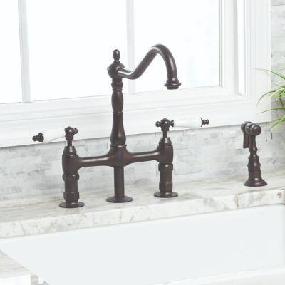 Maidstone - Adriana Bridge Kitchen Faucet - Porcelain Lever Handles ...