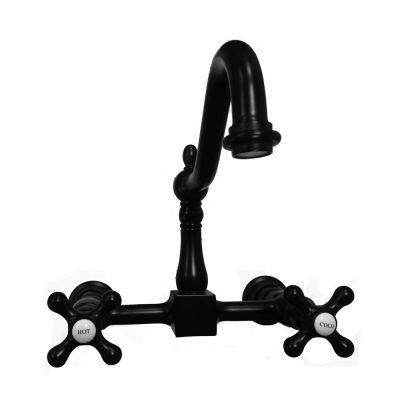 Maidstone - Peyton Wall Mount Kitchen Faucet - Metal Cross Handles ...