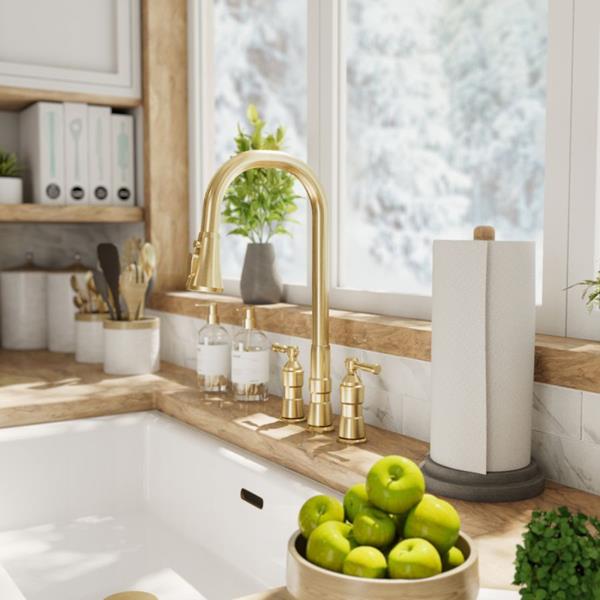 Maidstone - Widespread Kitchen Faucet With Pull Down Spring Spout ...