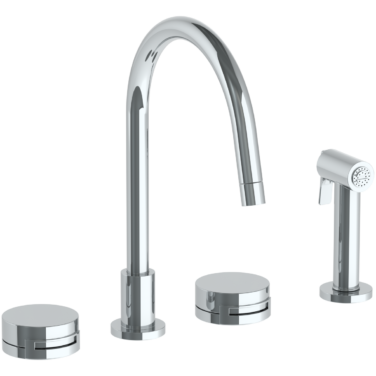 Watermark - Elements Deck Mounted 4 Hole Gooseneck Kitchen Set - Inclu ...
