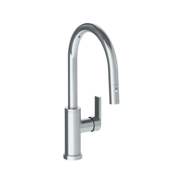 Watermark - Lily Deck Mounted 1 Hole Gooseneck Kitchen Faucet with Pul ...