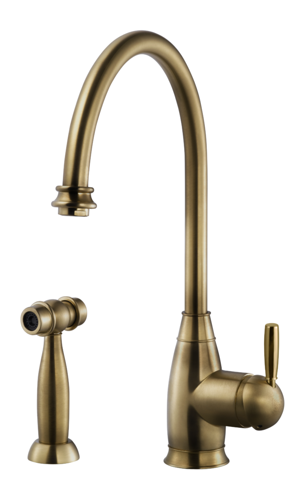 Hamat - Exeter Traditional Brass Single Lever Faucet with Side Spray ...