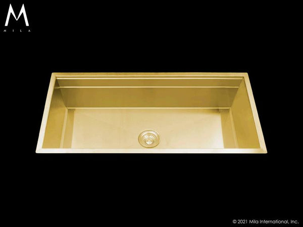 Mila - Workstation Single Bowl Flush-Mount - 39 X 18.5 Gold – PlumbTile