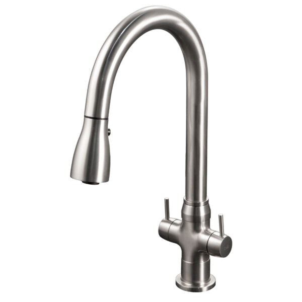 Hamat - Tendina Three Function Pull Down Two Handle Faucet in Brushed ...